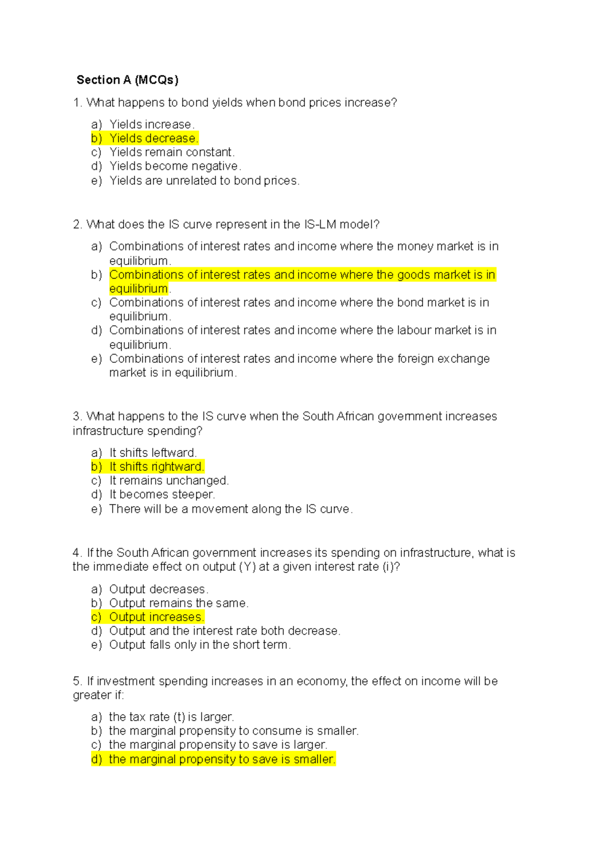 Econ 201 Tutorial 7 - MCQs on IS-LM Model and Budget Surplus Analysis ...