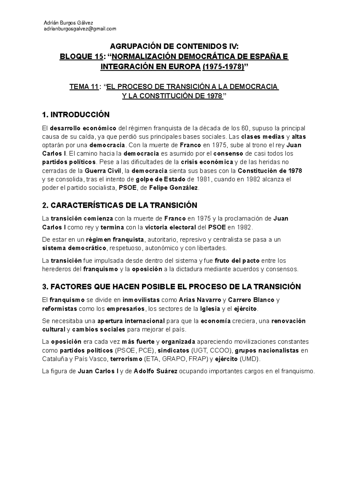Tema 11 El Proceso De Transición A La Democracia Y La Constitución De