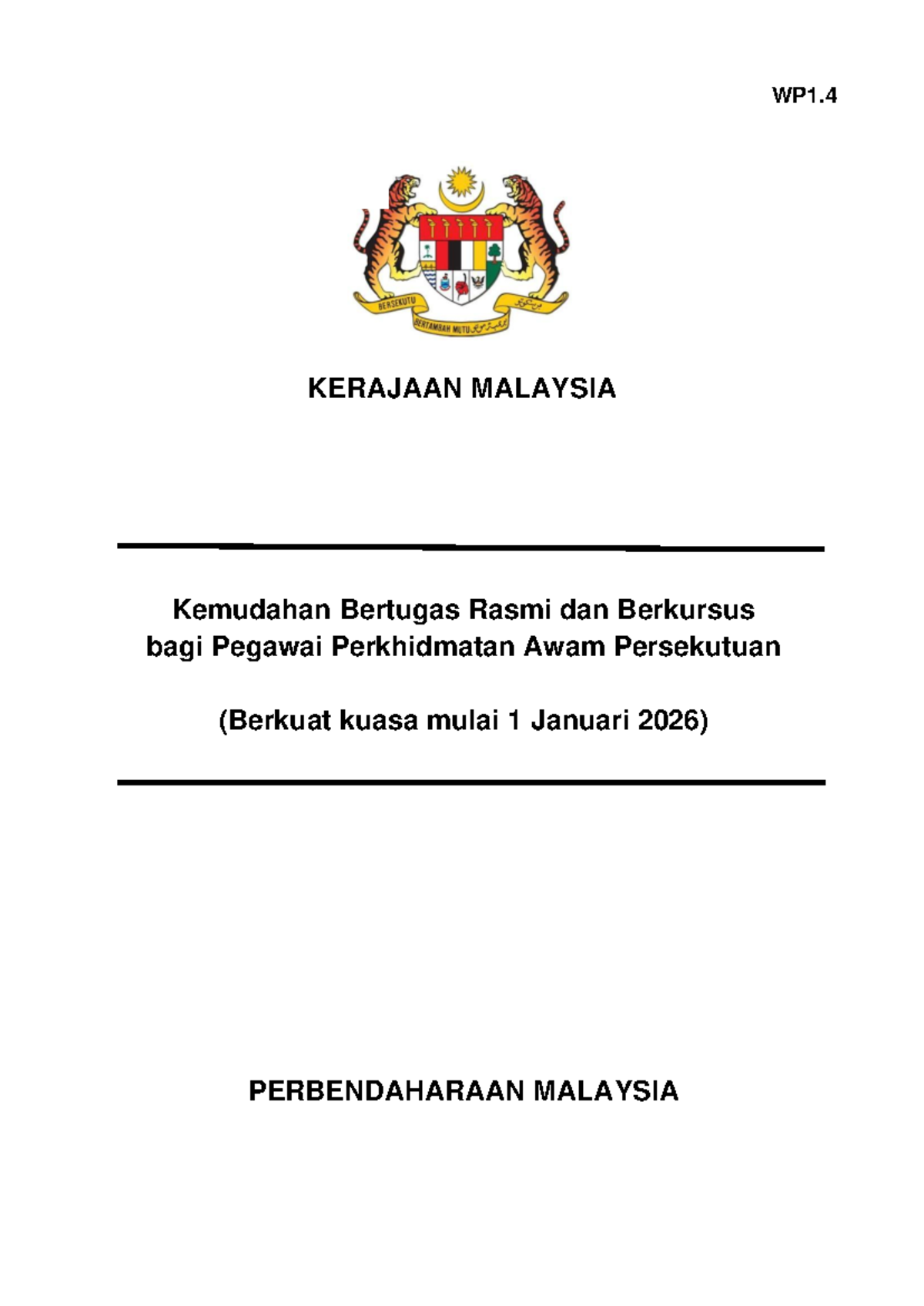 WP1.4 Pindaan: Kemudahan Bertugas Rasmi & Berkursus Pegawai ...