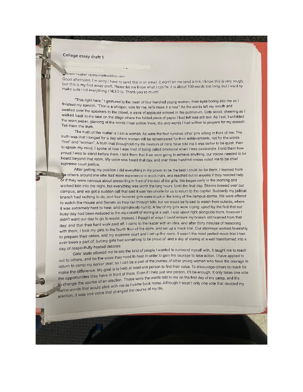 College essay example #2 - College essay draft two "This right here," I ...