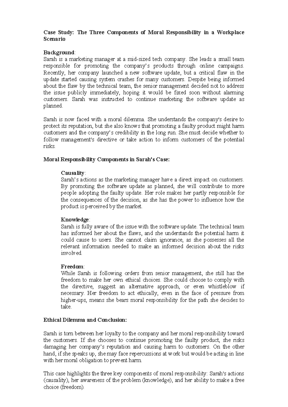 Case Study Ethics - Submit - Case Study: The Three Components of Moral ...