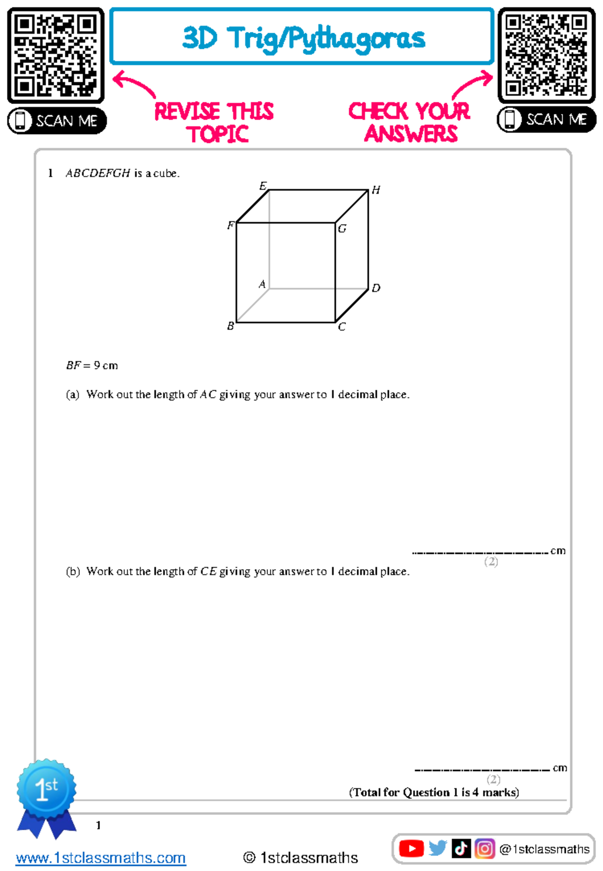3D Trigonometry and Pythagorean Theorem - Edexcel Revision - Studocu