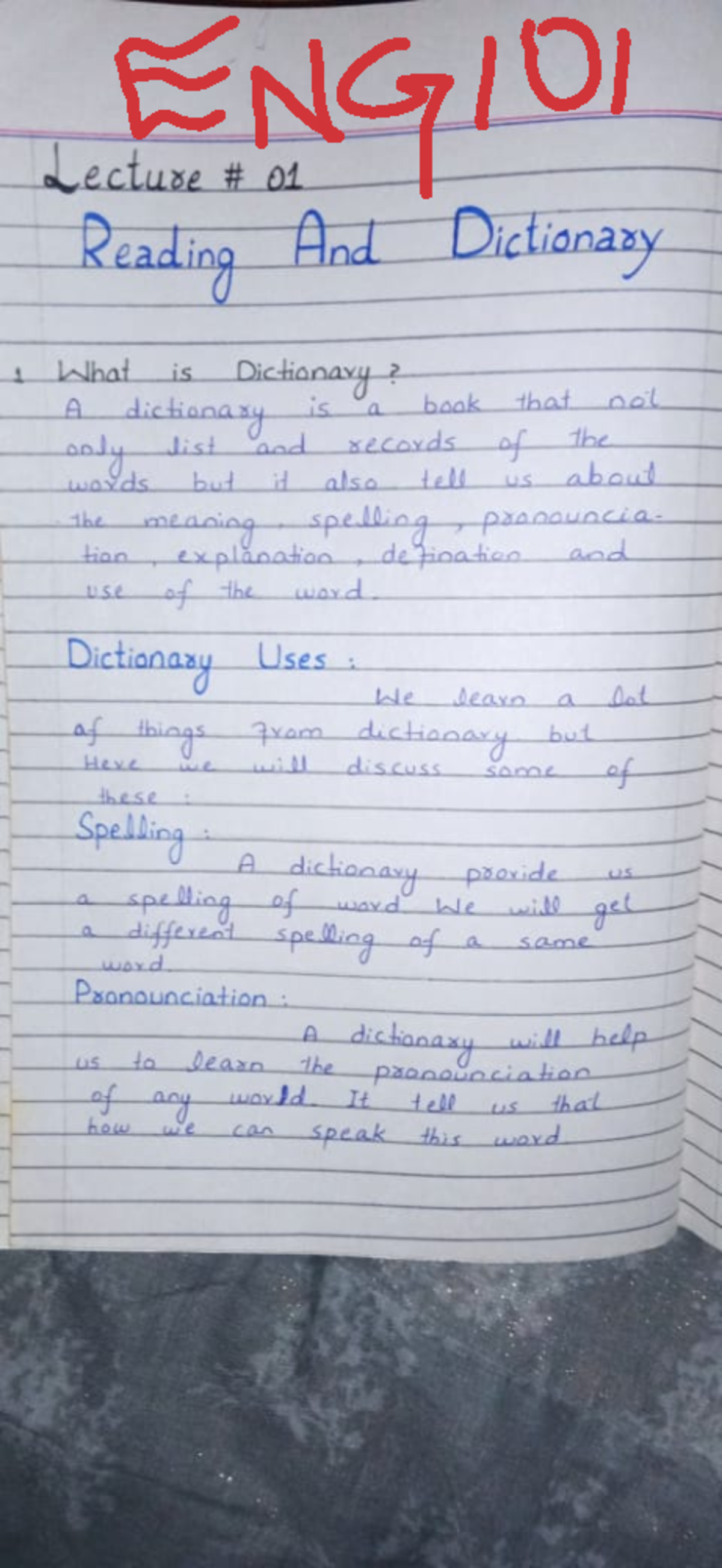 Lecture ENGIOI: Understanding Dictionaries and Reading Skills - Studocu