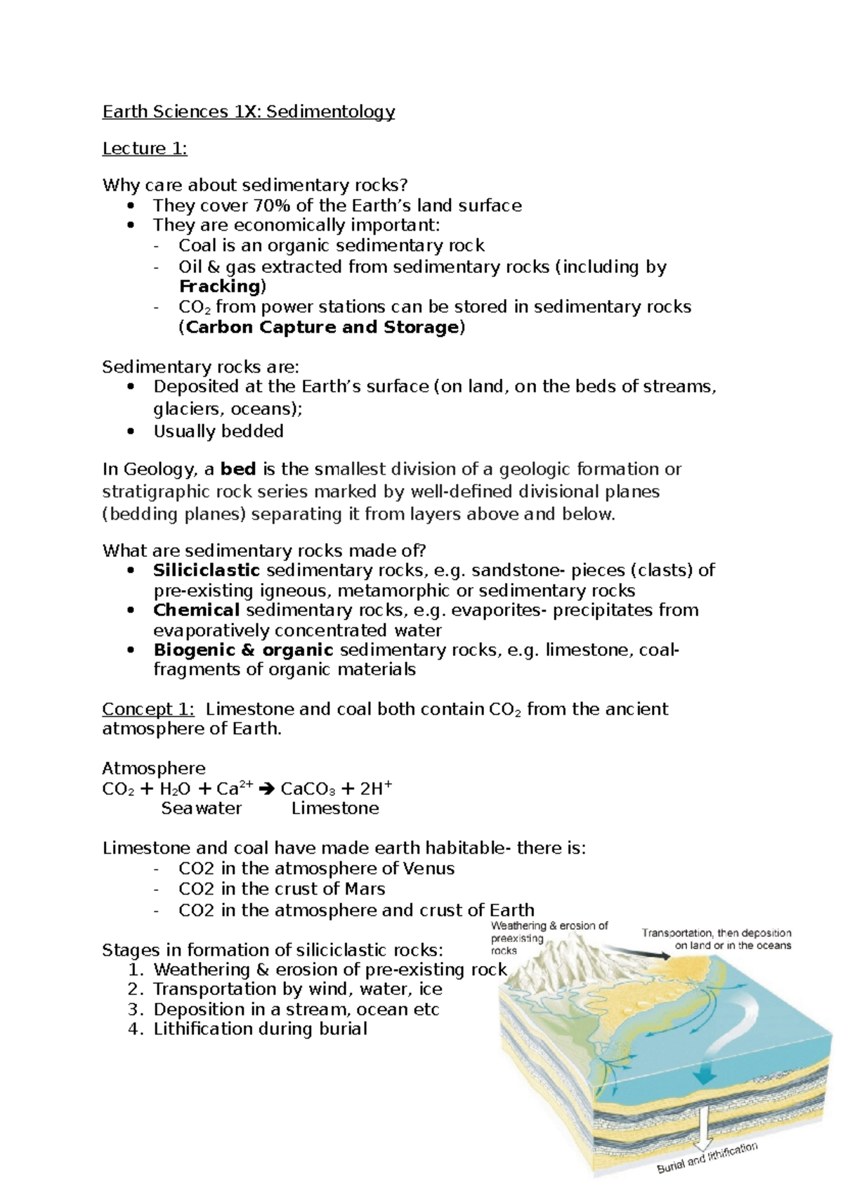 Earth Sciences 1X: Sedimentology - Lecture Notes on Sedimentary Rocks ...