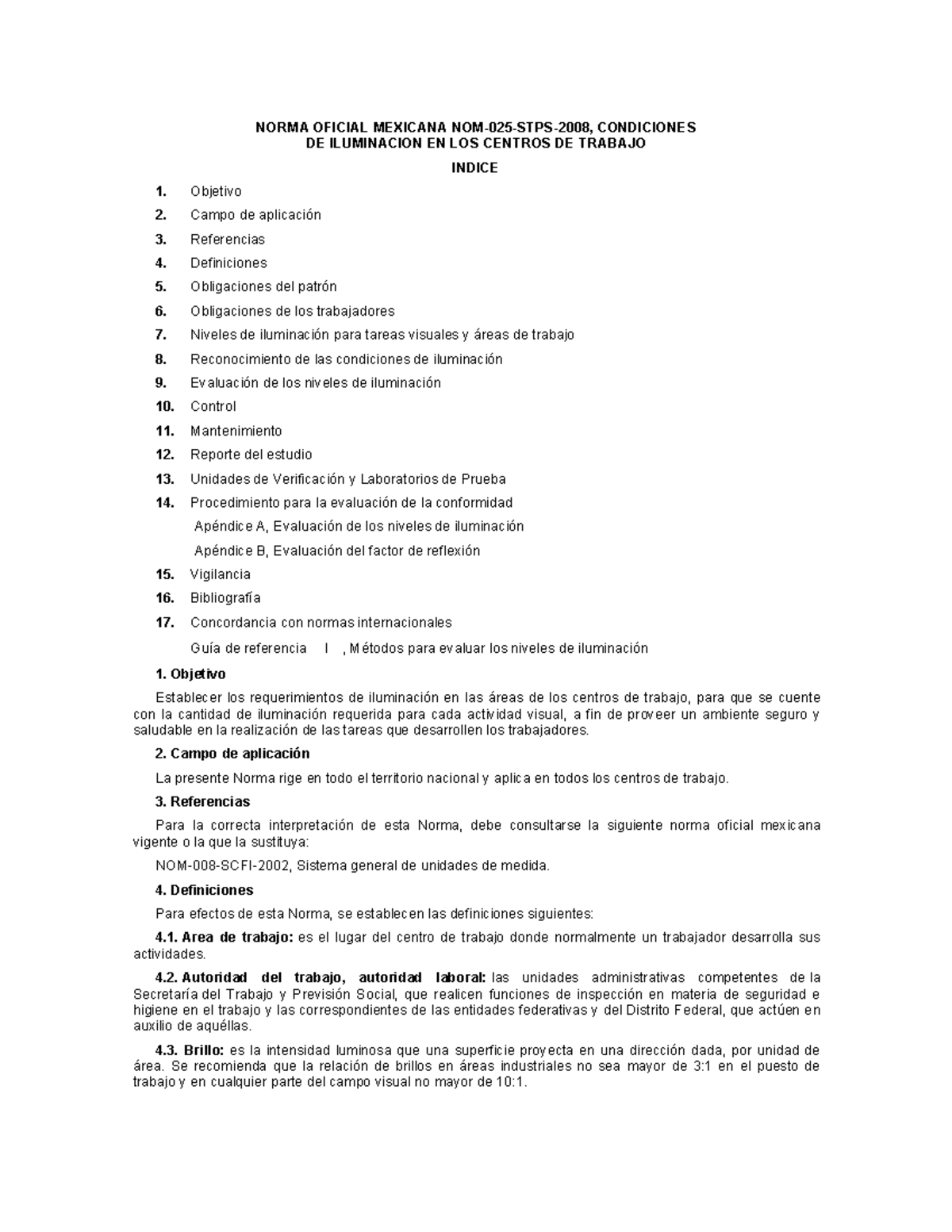 Guía de la Norma Oficial Mexicana NOM-025-STPS-2008 sobre Iluminación ...