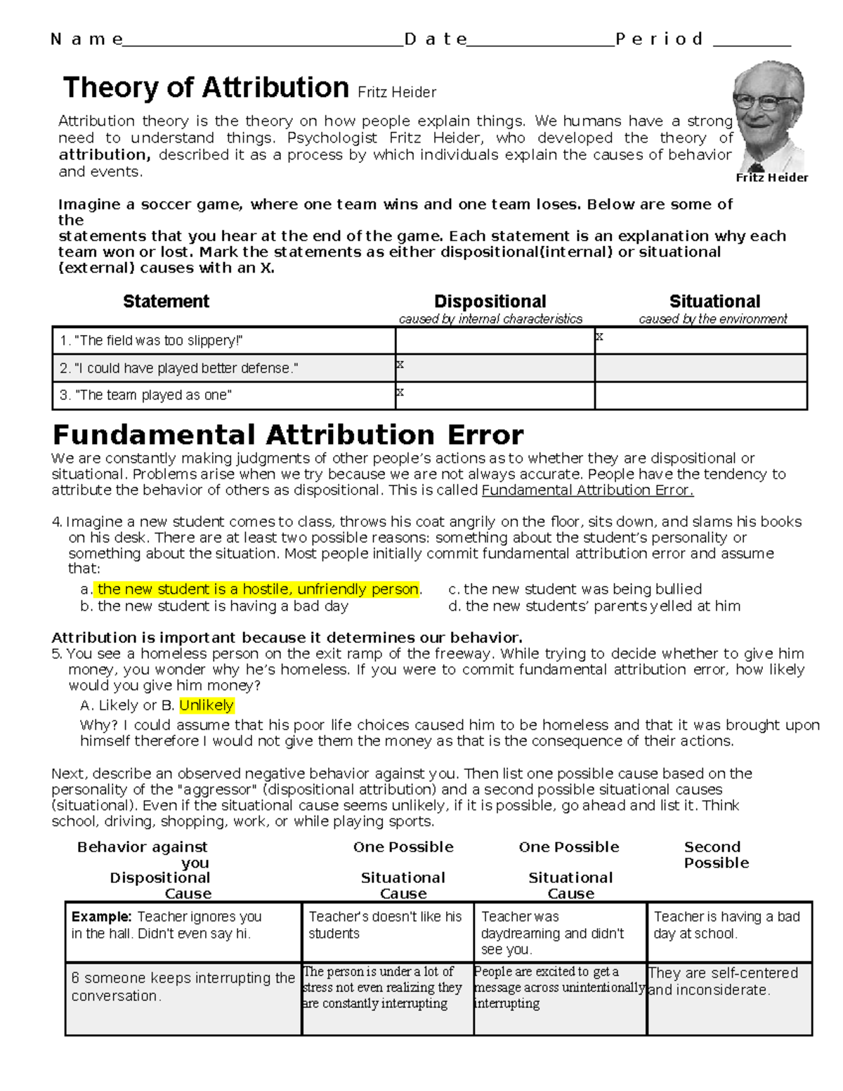 04B Theory of Attribution - N a m e D a t e P e r i o d Theory of ...