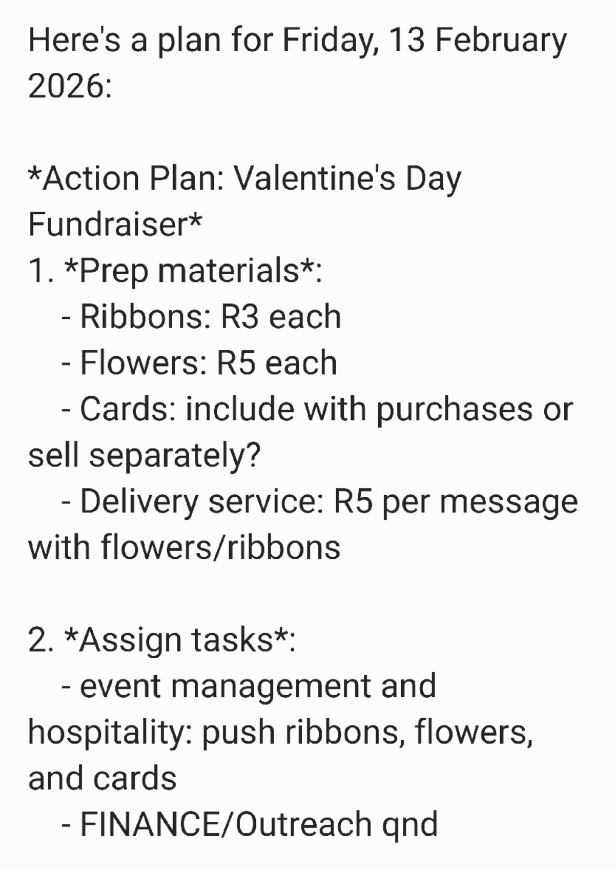 Valentine's planning 260210 190508 - a plan for Friday, 13 February ...