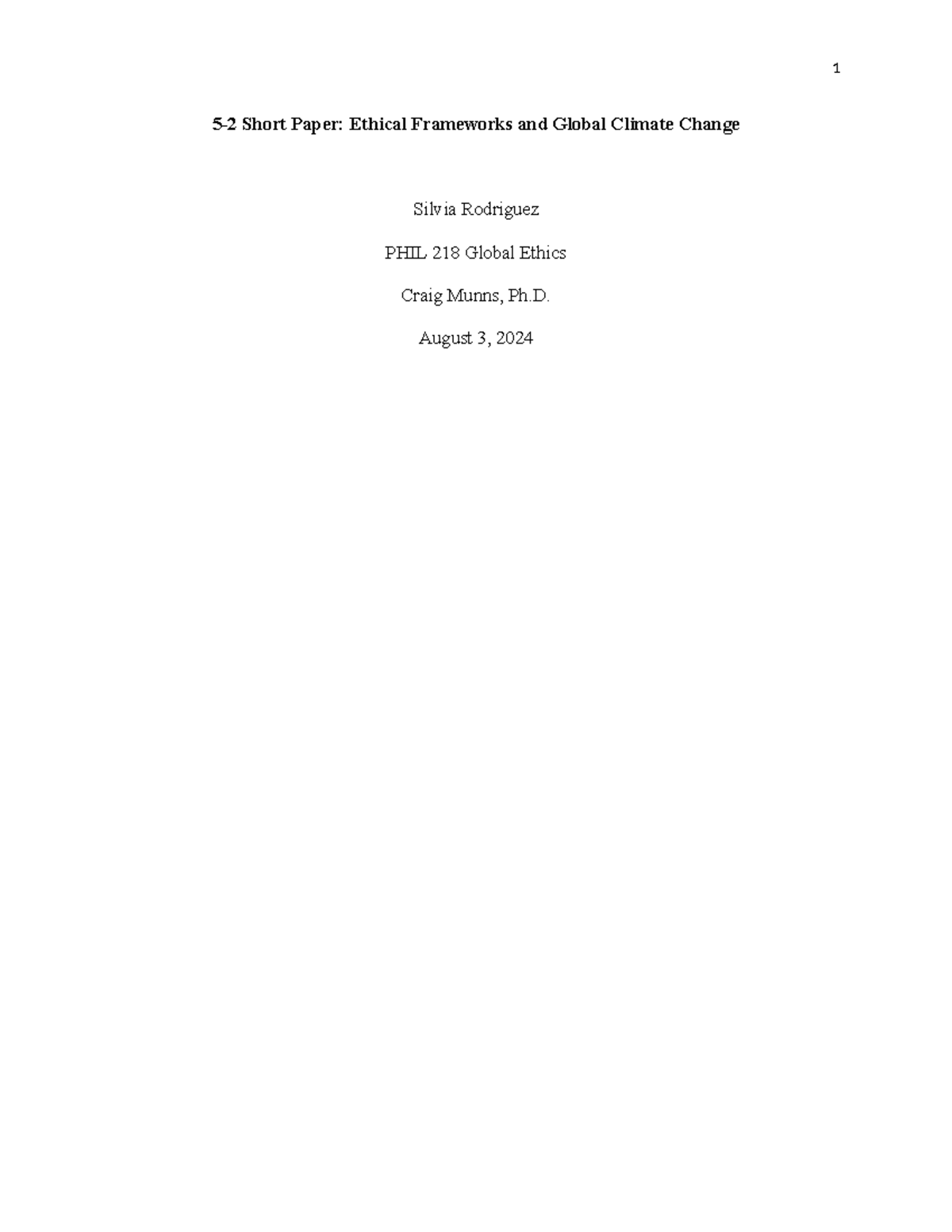 5-2 Short Paper - August 3, 2024 5-2 Short Paper: Ethical Frameworks ...