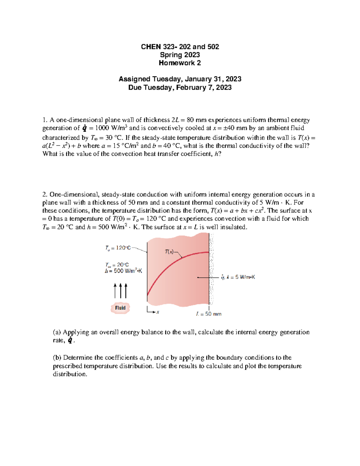CHEN323 Homework 2 Solutions - Spring 2023 - Studocu