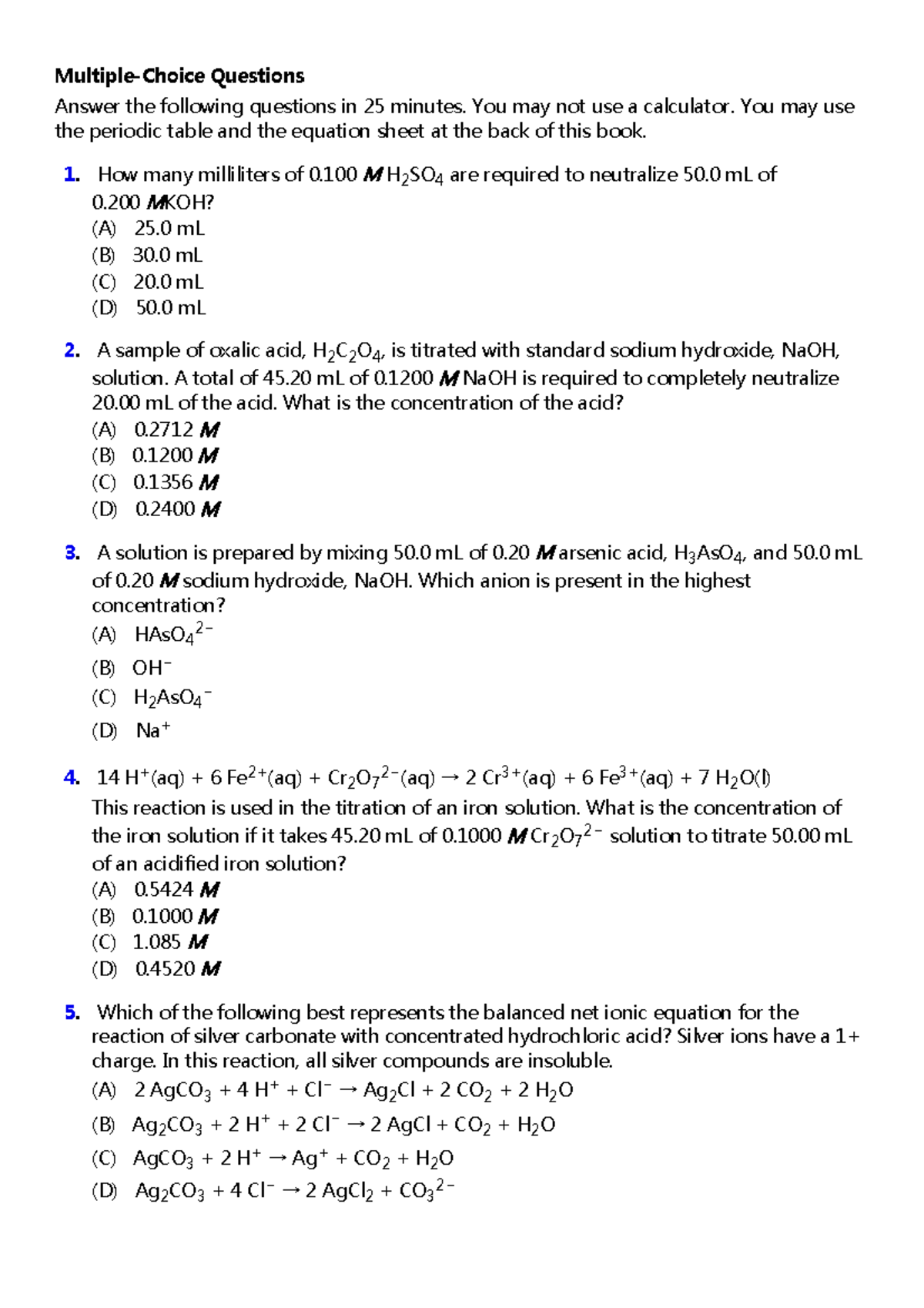 AP Chemistry - Stoichiometry MC Practice Questions and Answers - Studocu