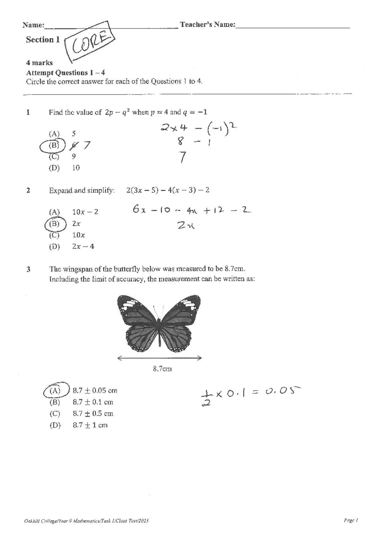 Yr95 - Core Mathematics Questions and Answers - Studocu