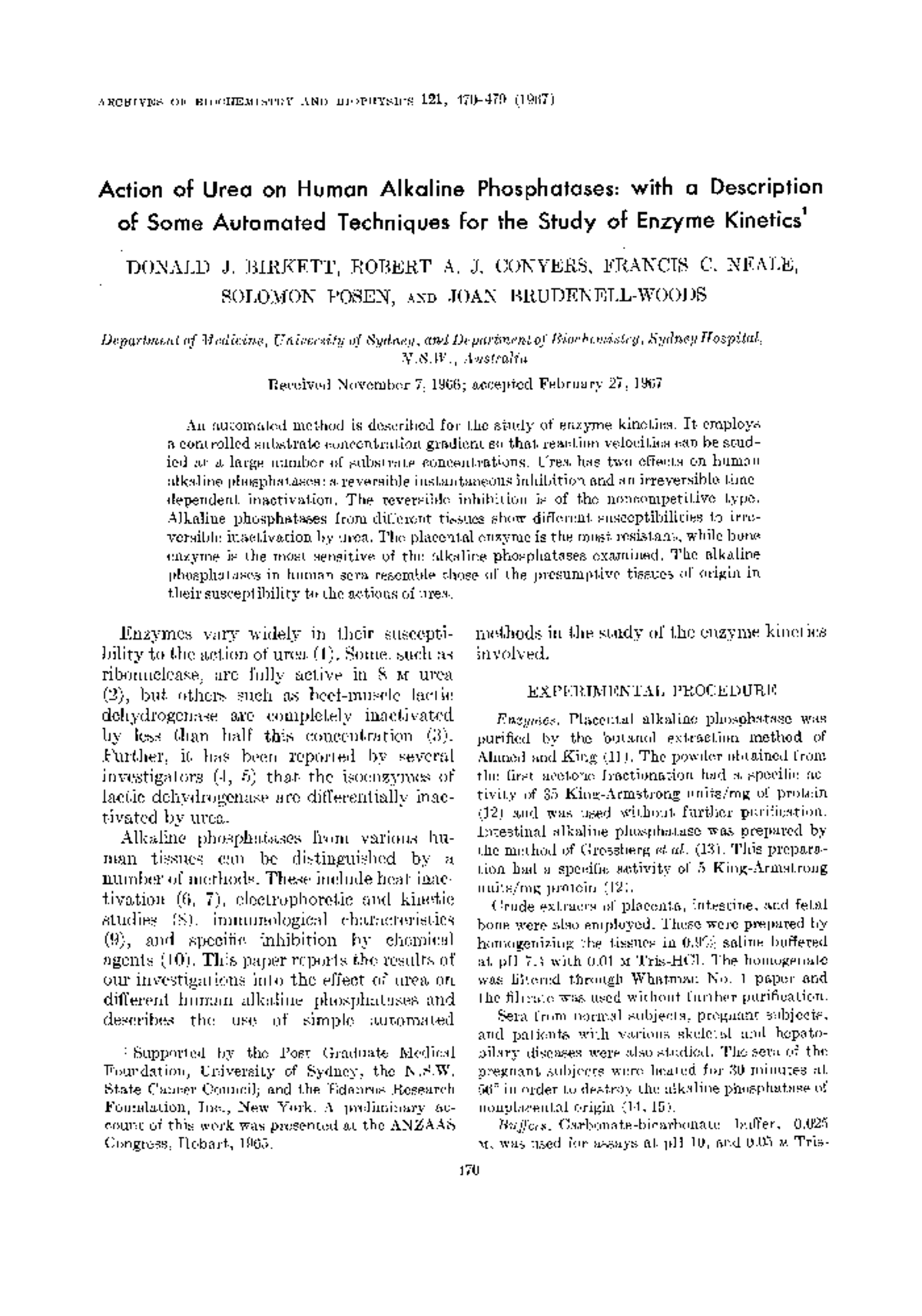 Birkett 1967 - Hehay - ARCHIVES OF BIOCHEMISTRY .lNI> BIOPHYSICS 121 ...