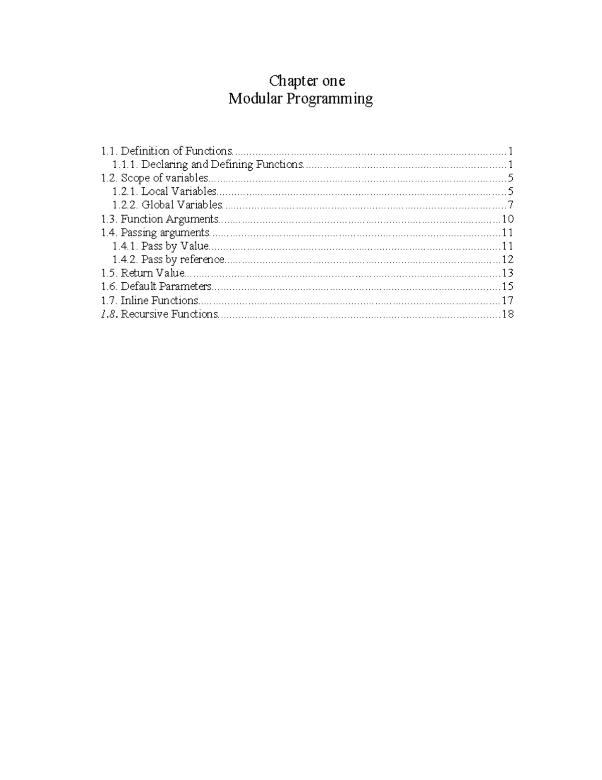 Chapter 1- Modular Programming - Chapter one Definition of - Studocu