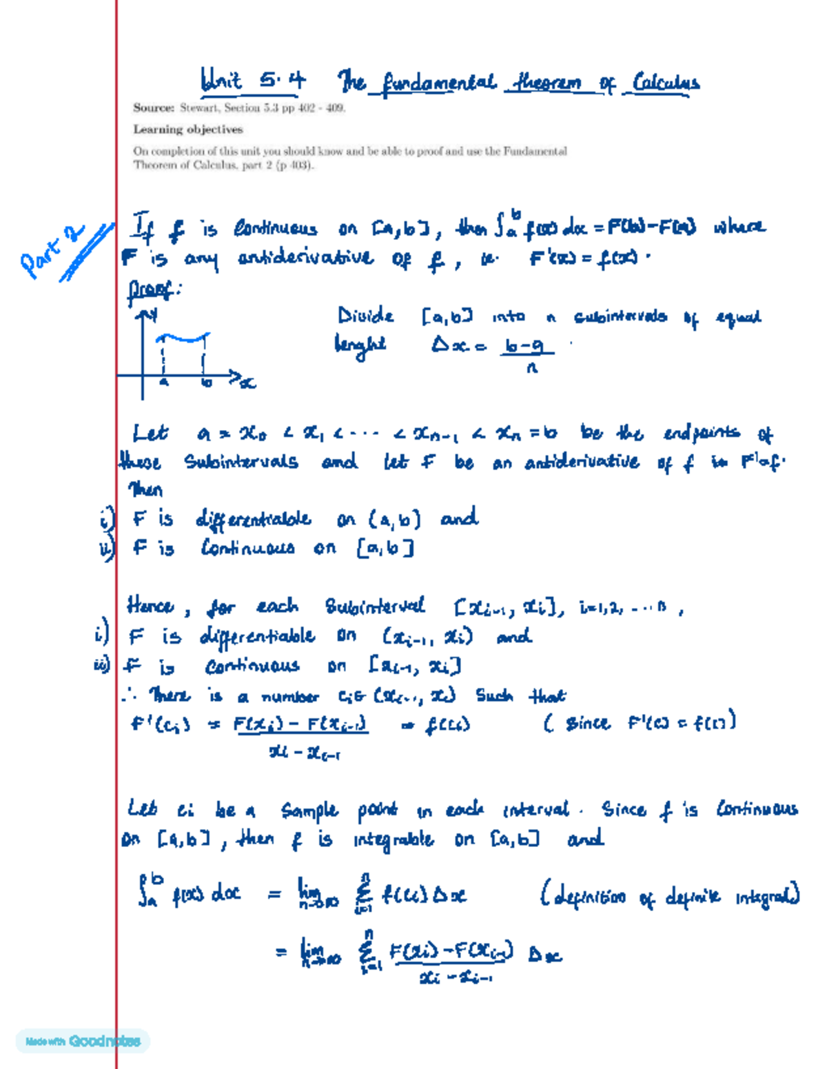 Pre-lec Unit 5.4: The Fundamental Theorem of Calculus Explained - Studocu