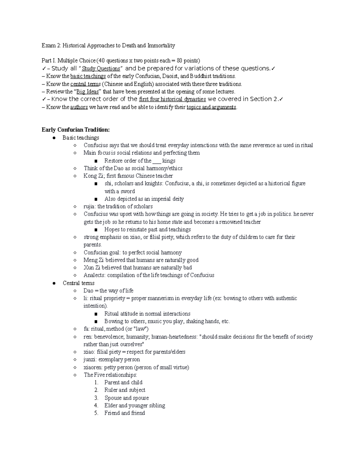 Chinese Religion Exam 2 Study Guide: Death, Immortality & Traditions ...