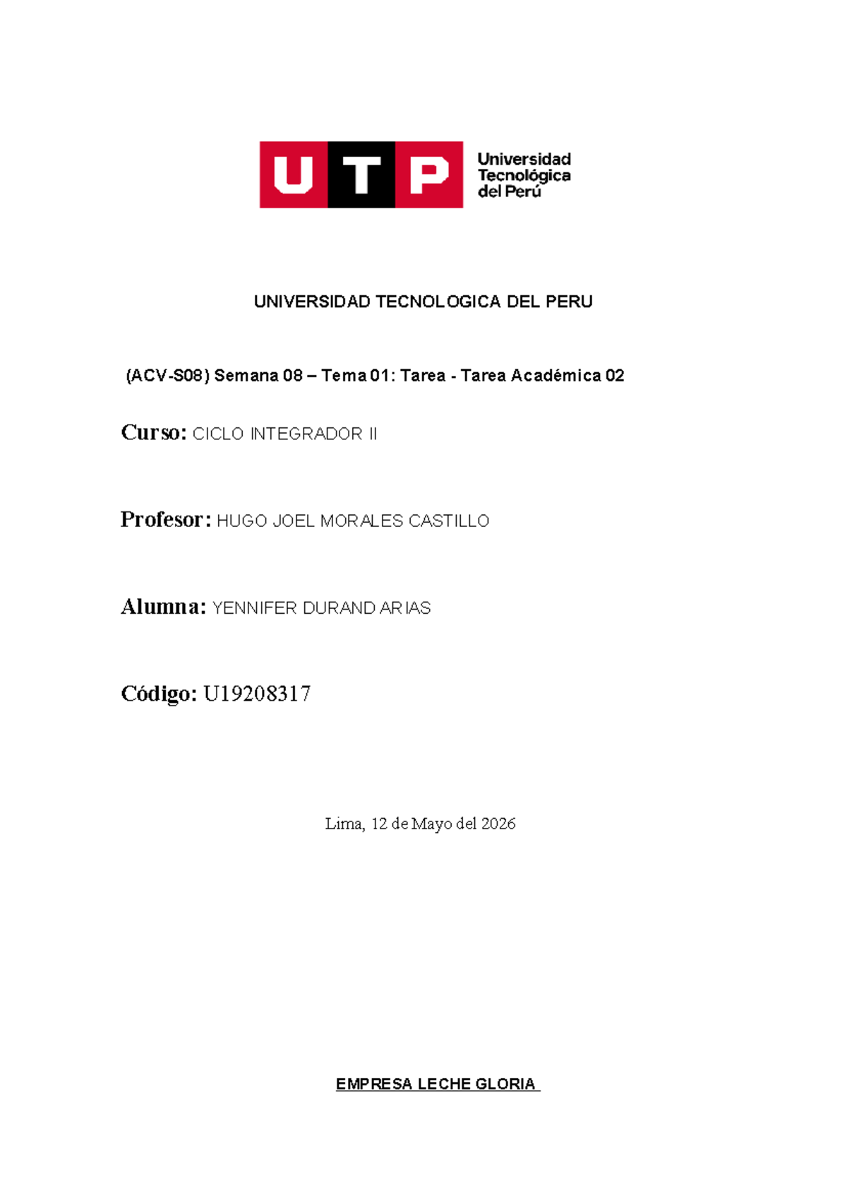Tarea Académica 02: Análisis Legal y Contingencias de Leche Gloria ...
