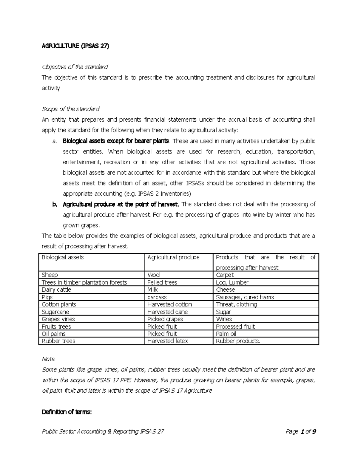IPSAS 27: Understanding Agricultural Activity and Biological Assets ...