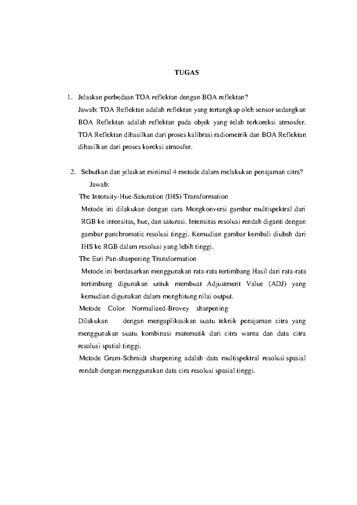 Koreksi Radiometrik dan Atmosfer serta Penajaman Citra: Metode dan ...