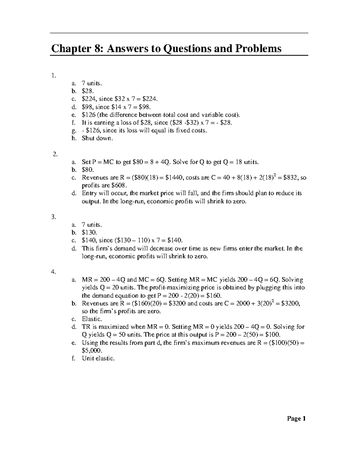 Chapter 8 - solution manual for managerial economics & business ...