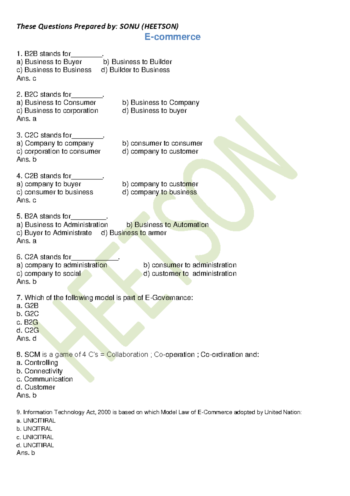 E-commerce Quiz Questions and Answers - BIT 353 Final Exam - Studocu
