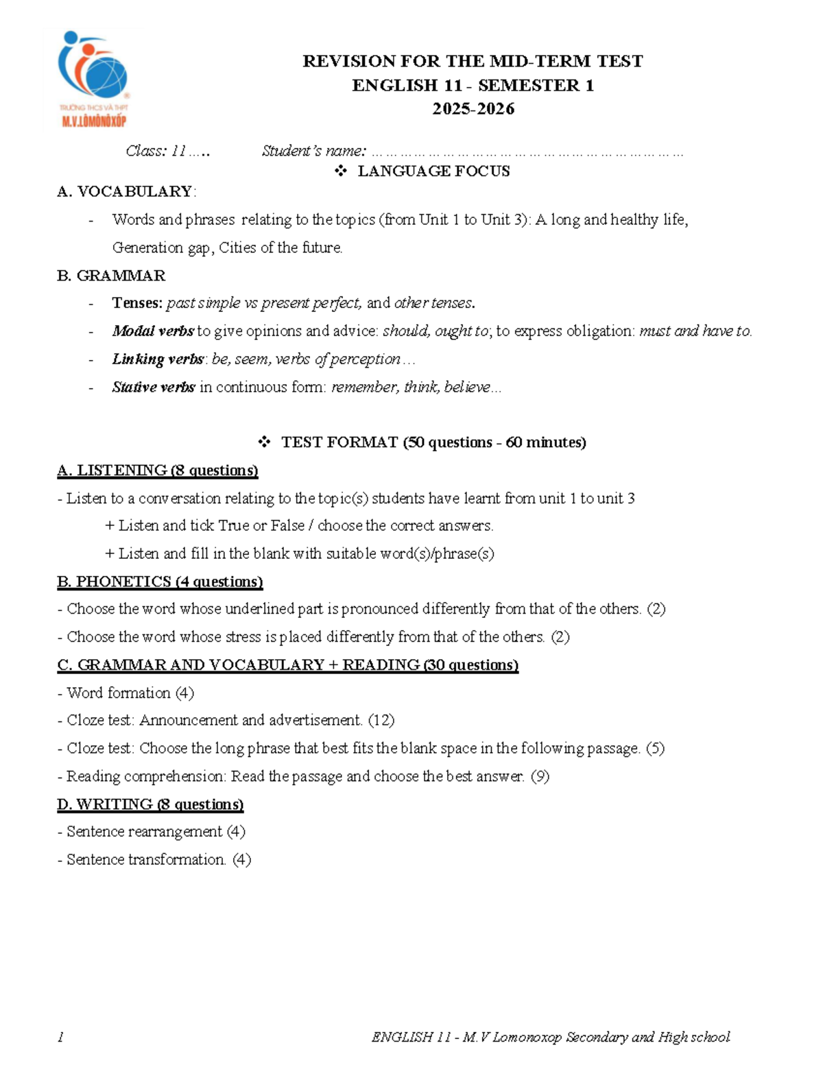 ENGLISH 11 MIDTERM REVIEW 2025 - Comprehensive Study Guide - Studocu