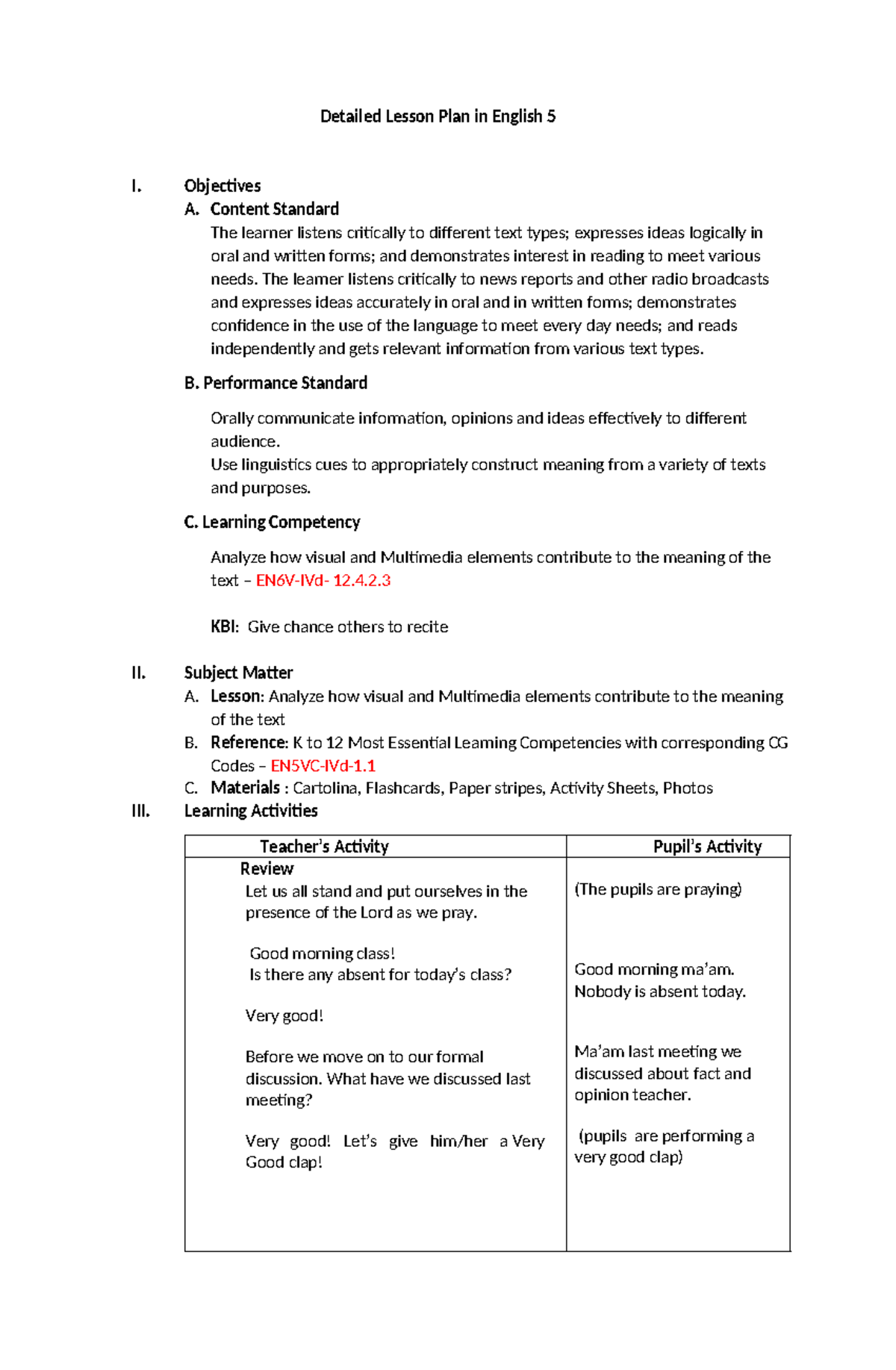 English 5 fourth quarter - Detailed Lesson Plan in English 5 I ...