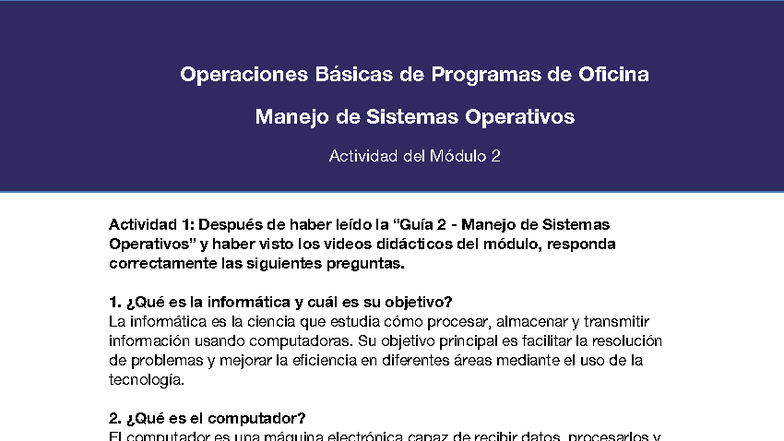 Operaciones Básicas de Programas de Oficina - Módulo 2 Actividad 1 ...