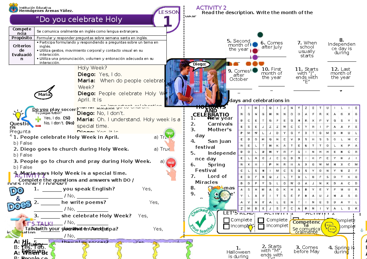 Lesson 1 - Holy Week Activities in English (EFL) - Studocu