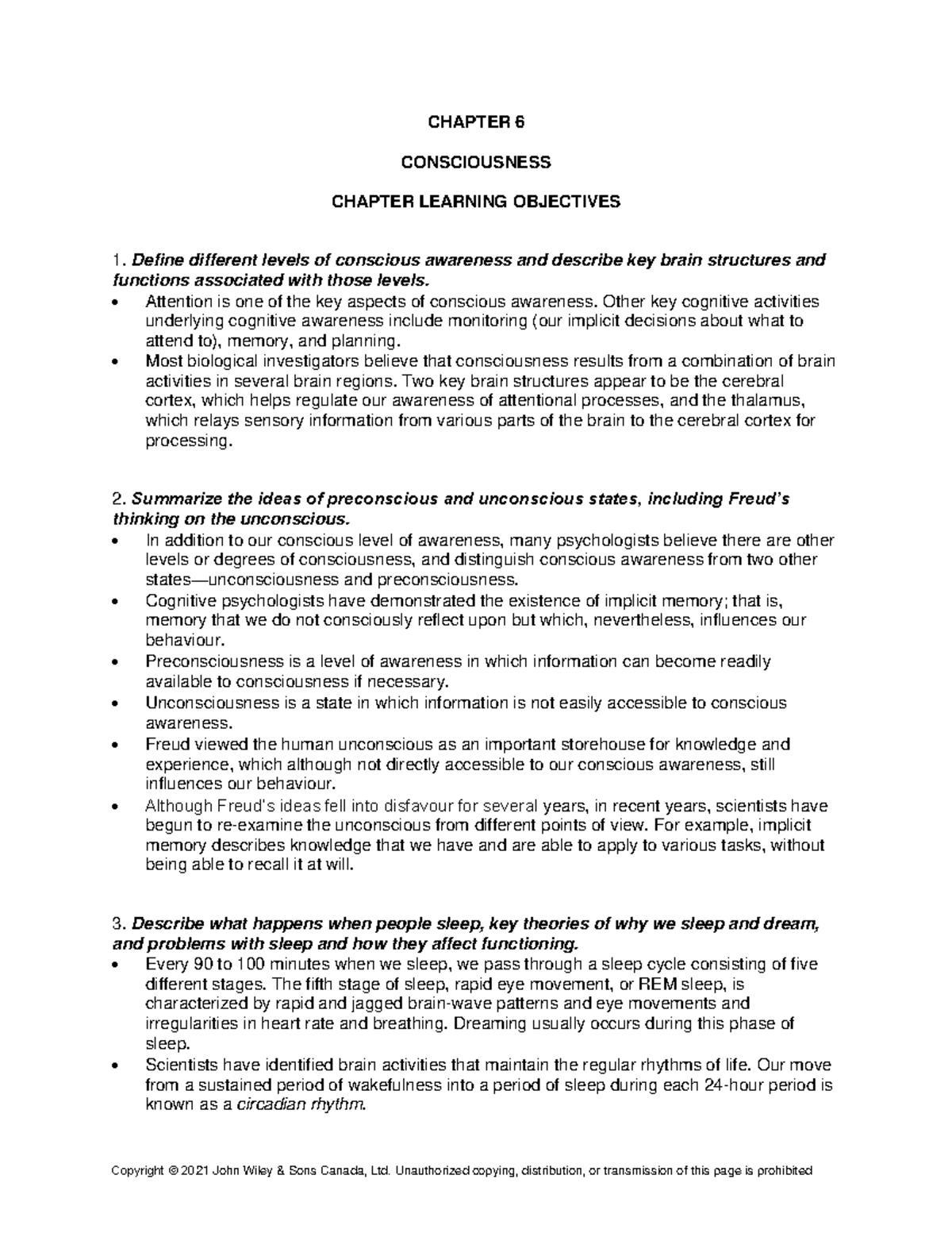 CH 06 Consciousness: Key Concepts and Learning Objectives - Studocu