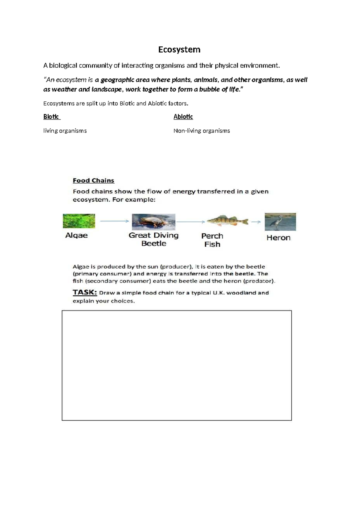Lesson 1 - Ecosystems - Geography notes - HSC 1401 - Ecosystem A ...