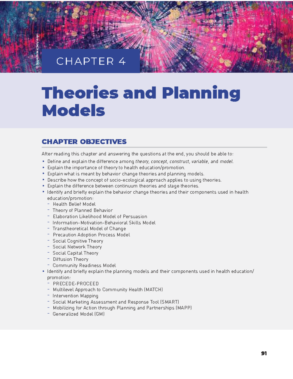Theories and Planning Models in Health Education (HE 101) - Chapter 4 Overview - Studocu