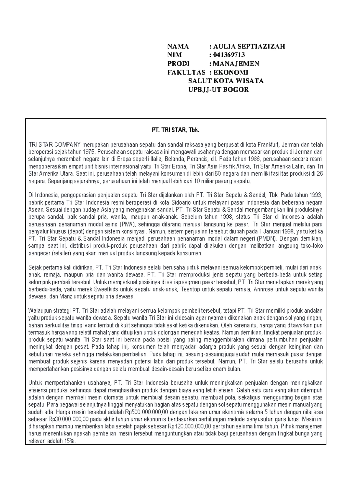 Soal Tugas Ekonomi Bisnis EKMA4159 Semester Genap 2025.1 - Studocu