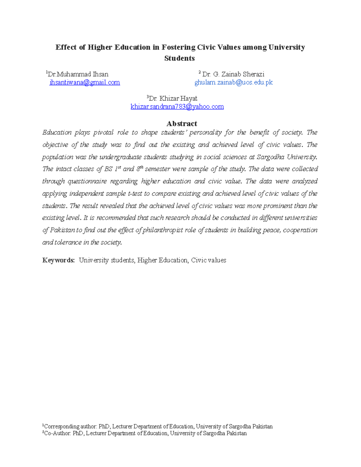 UNtitle 70494281 - Effect of Higher Education in Fostering Civic Values ...