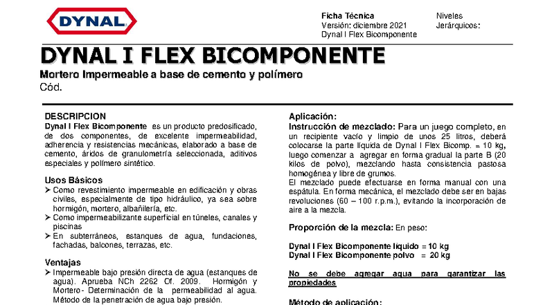 Dynal I Flex Bicomponente - 1 de 2 Ficha Técnica Versión: diciembre ...