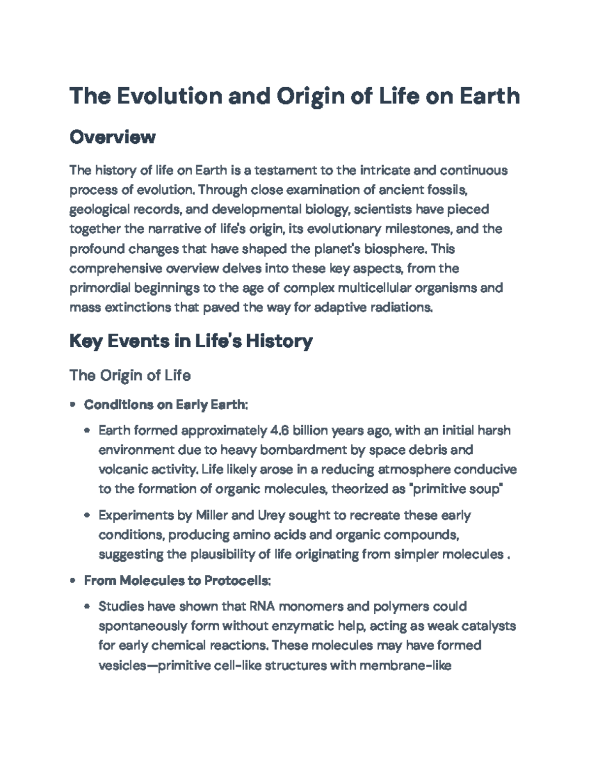 The Evolution and Origin of Life on Earth: Key Milestones and ...