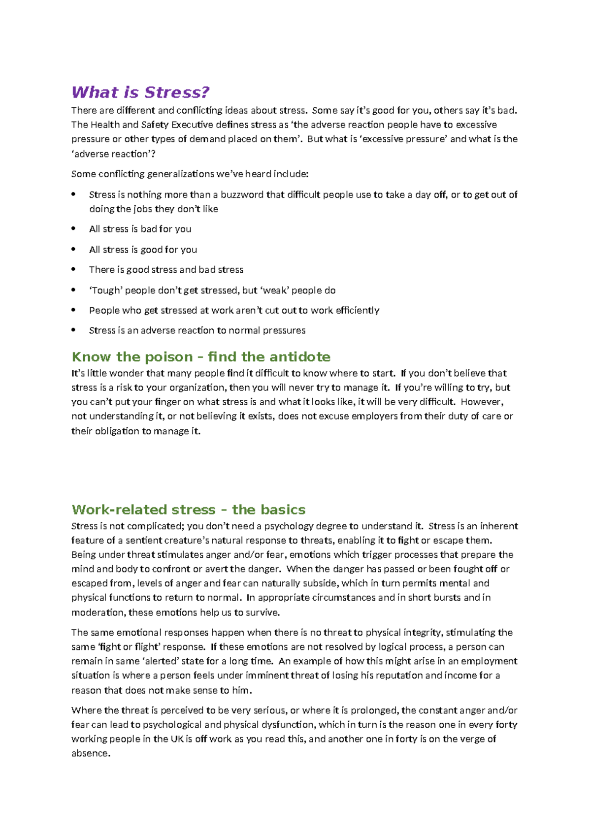 Stress Leaflet - Practical Exam for Module 4: Understanding Stress ...
