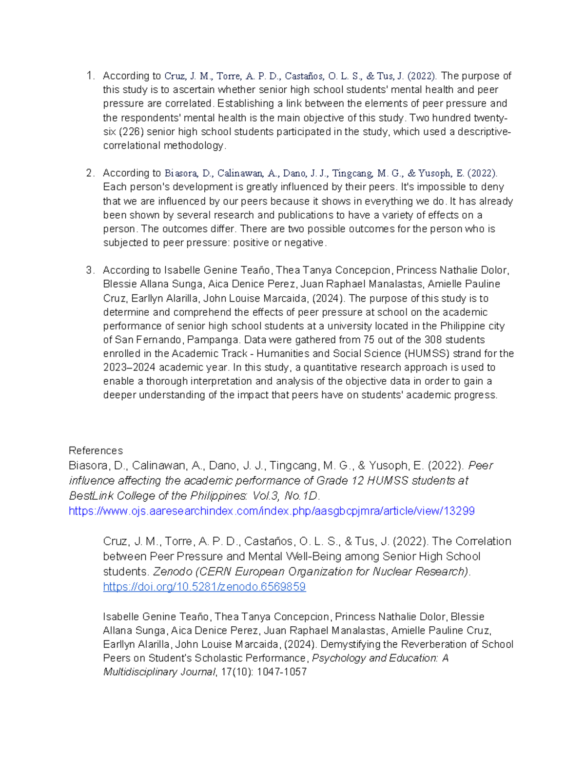 Peer Pressure and Academic Performance: Local Literature Review for ...