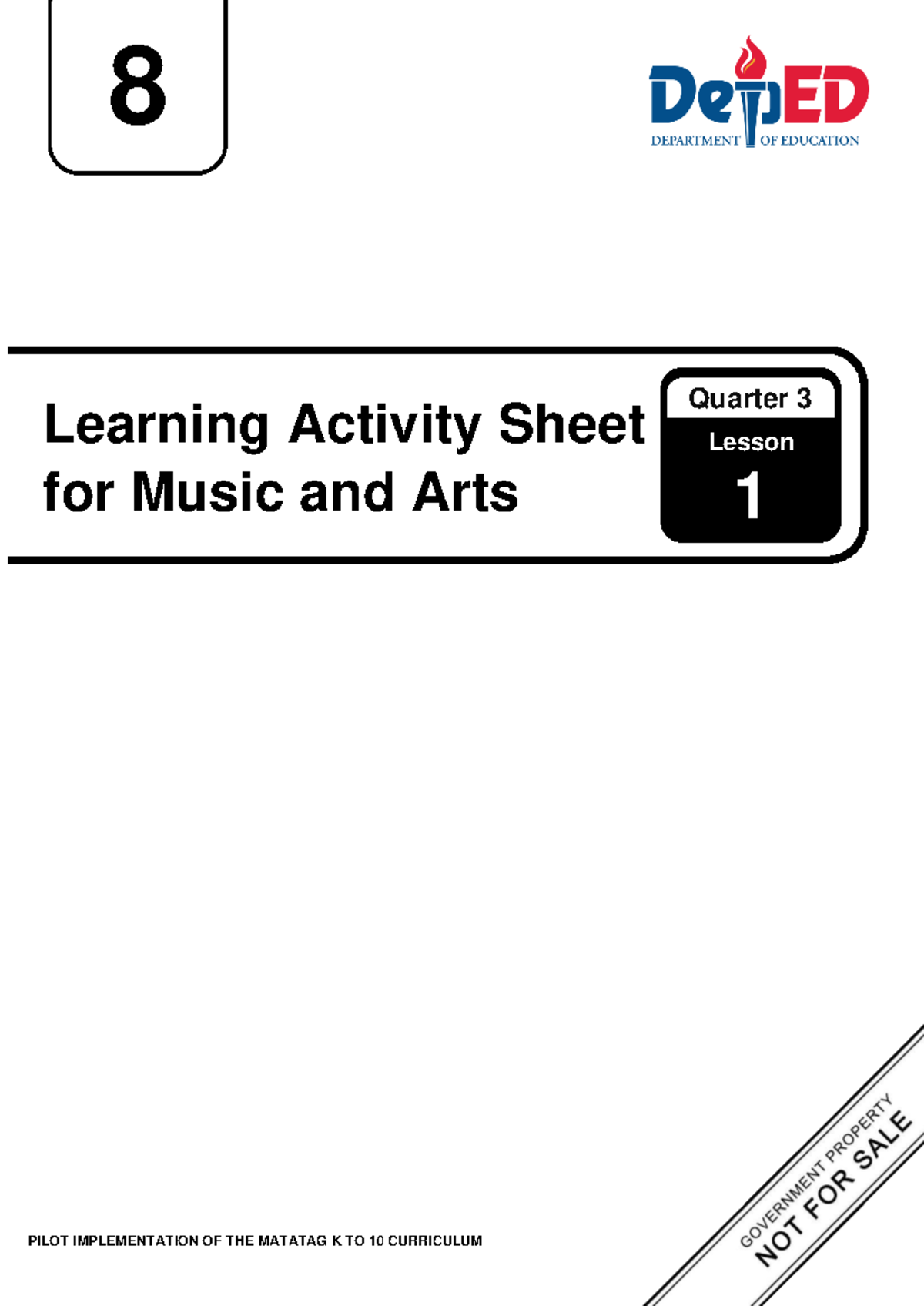Q3 Learning Activity Sheet for Music and Arts 8: Lesson 1 - Studocu