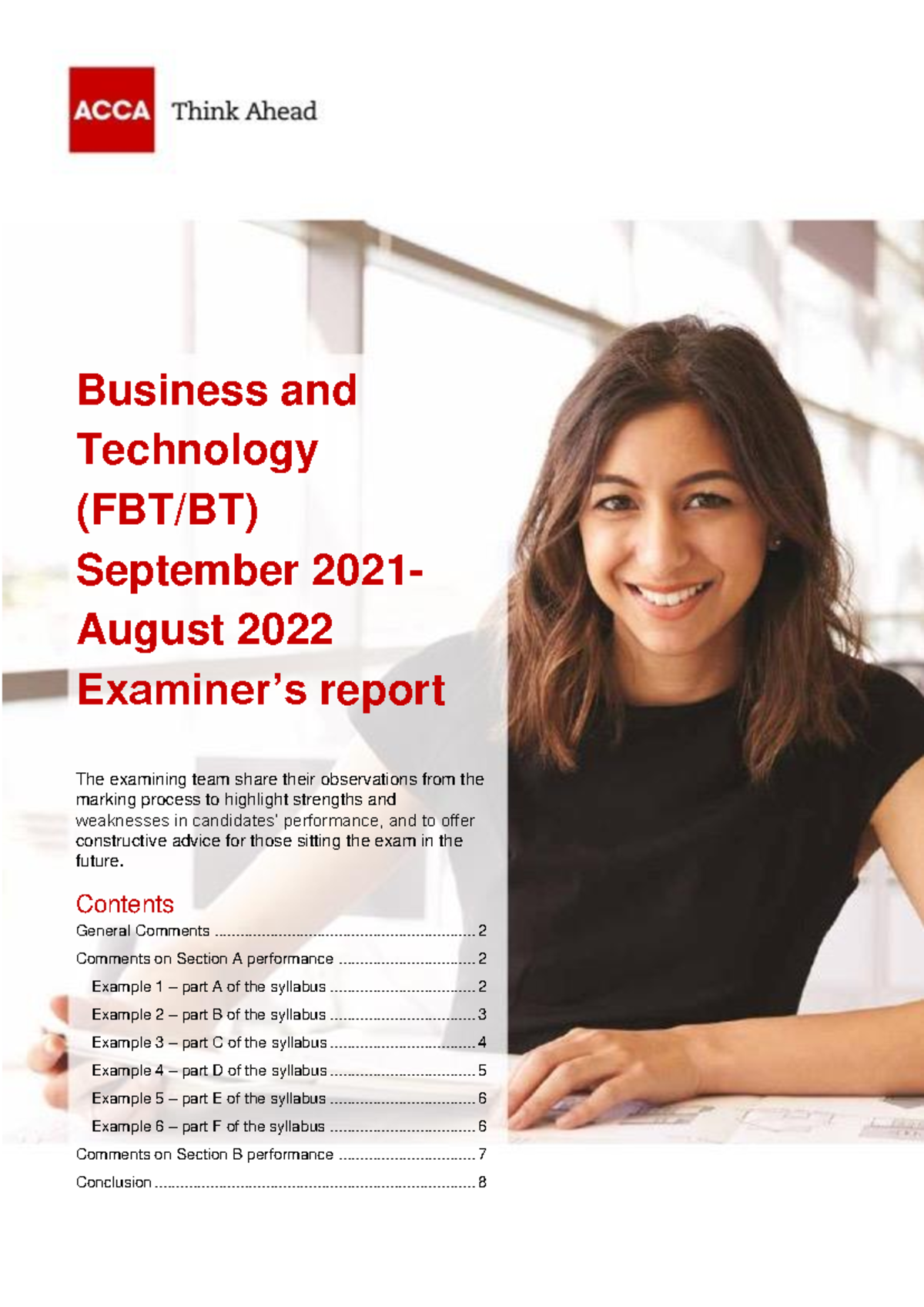 Fbt.bt examiner's report s21-a22 - Business and Technology (FBT/BT ...