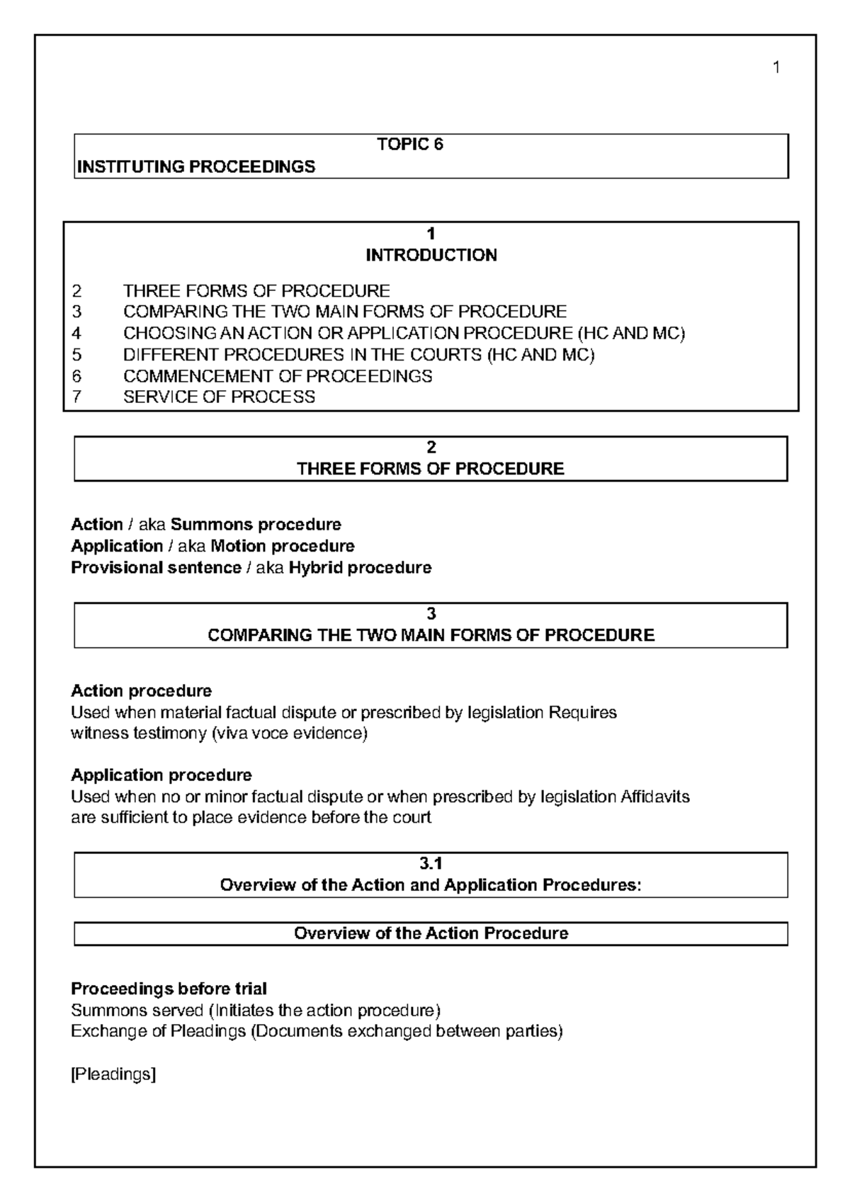 Civil Procedure: Topic 6 - Instituting Proceedings (HC & MC) - Studocu