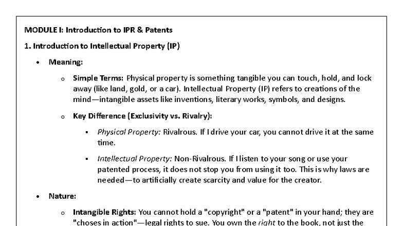 IPR 101: Understanding Intellectual Property Rights and Patents - Studocu