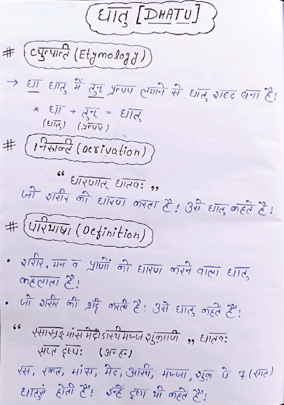 Dhatu - HINDI NOTES - Ayurveda - (cgeurd (Etymolog d) ) (eTa) (yoyV ...