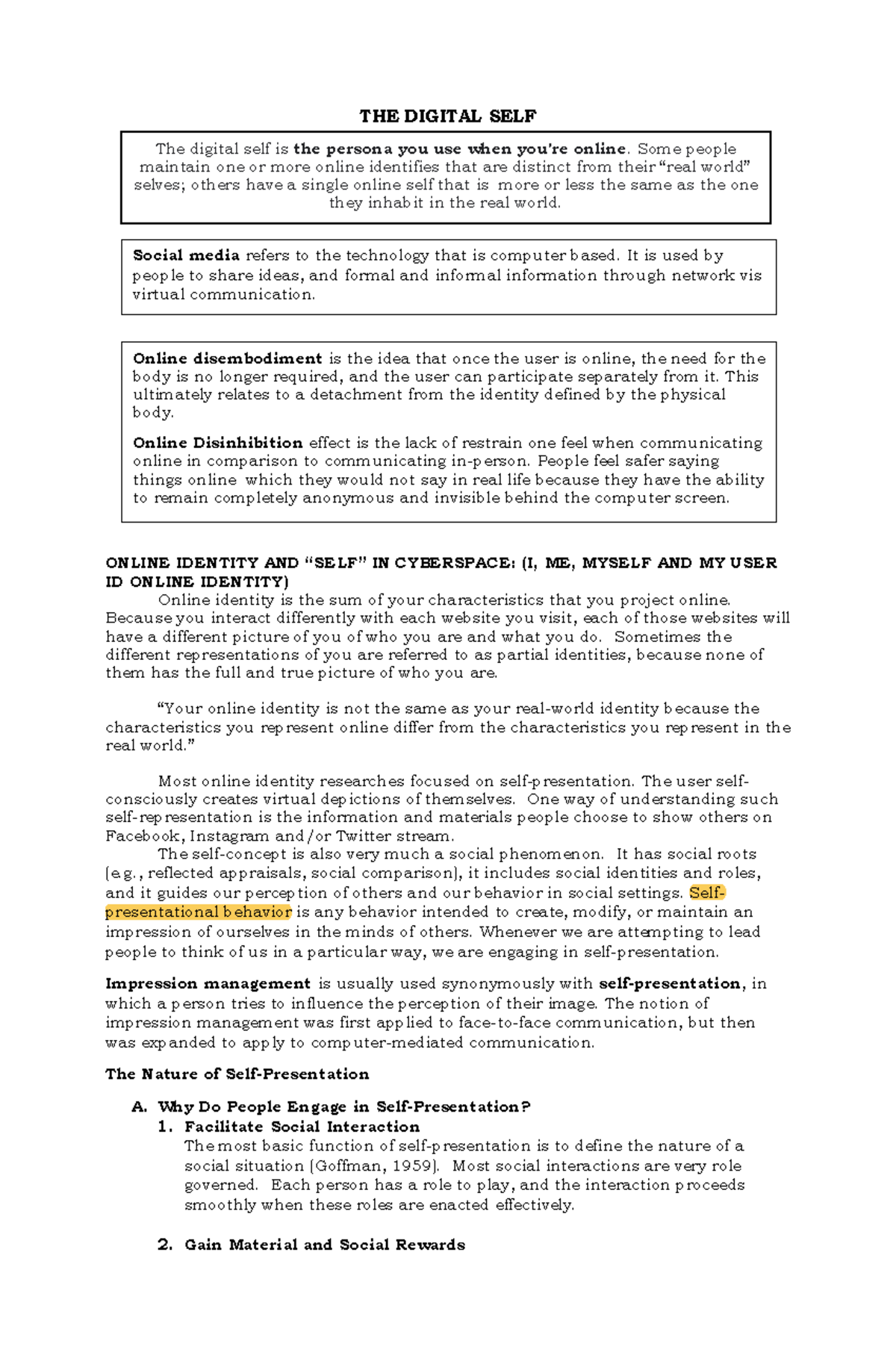 Digital Self & Online Identity: Self-Presentation in Cyberspace (DMC ...