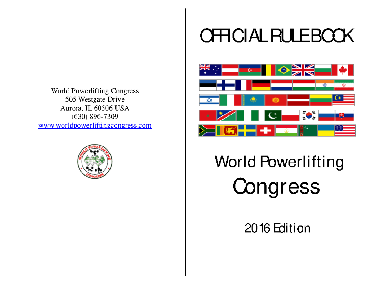WPC Official Rule Book - Powerlifting Congress 2016 Edition - Studocu
