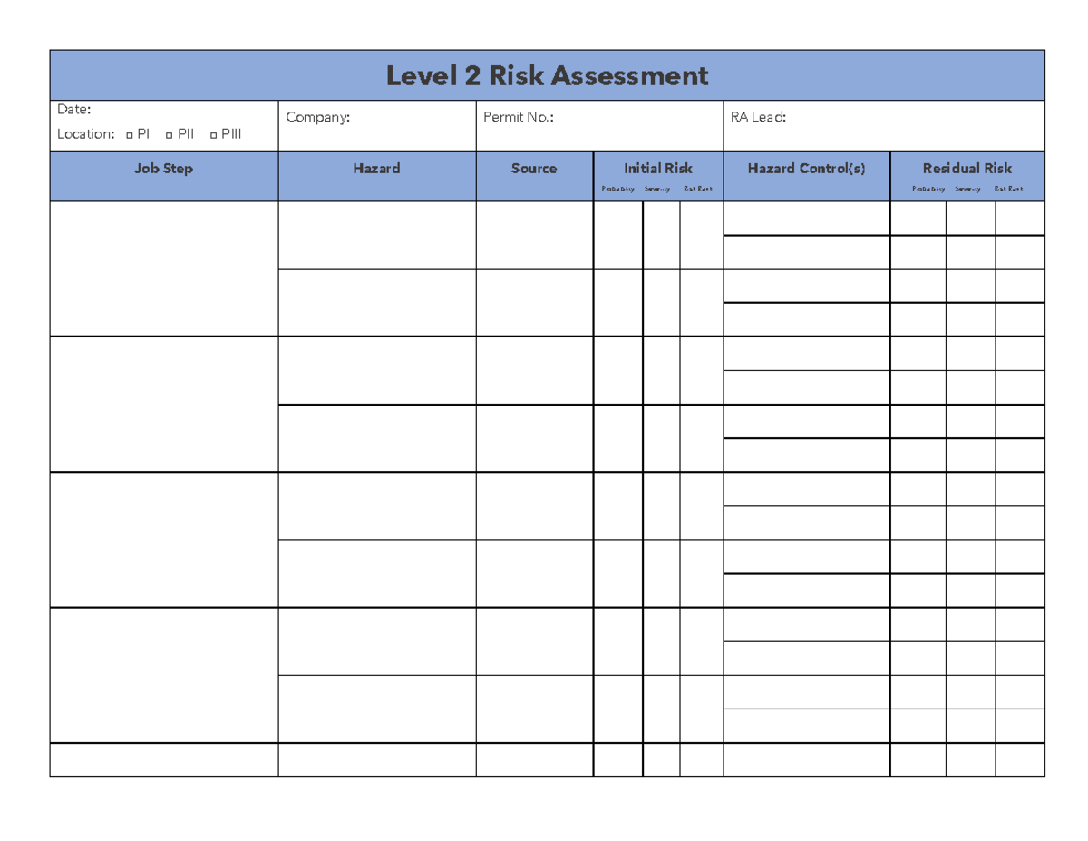 Level 2 RISK Assessment - Seguridad Industrial - Level 2 Risk ...