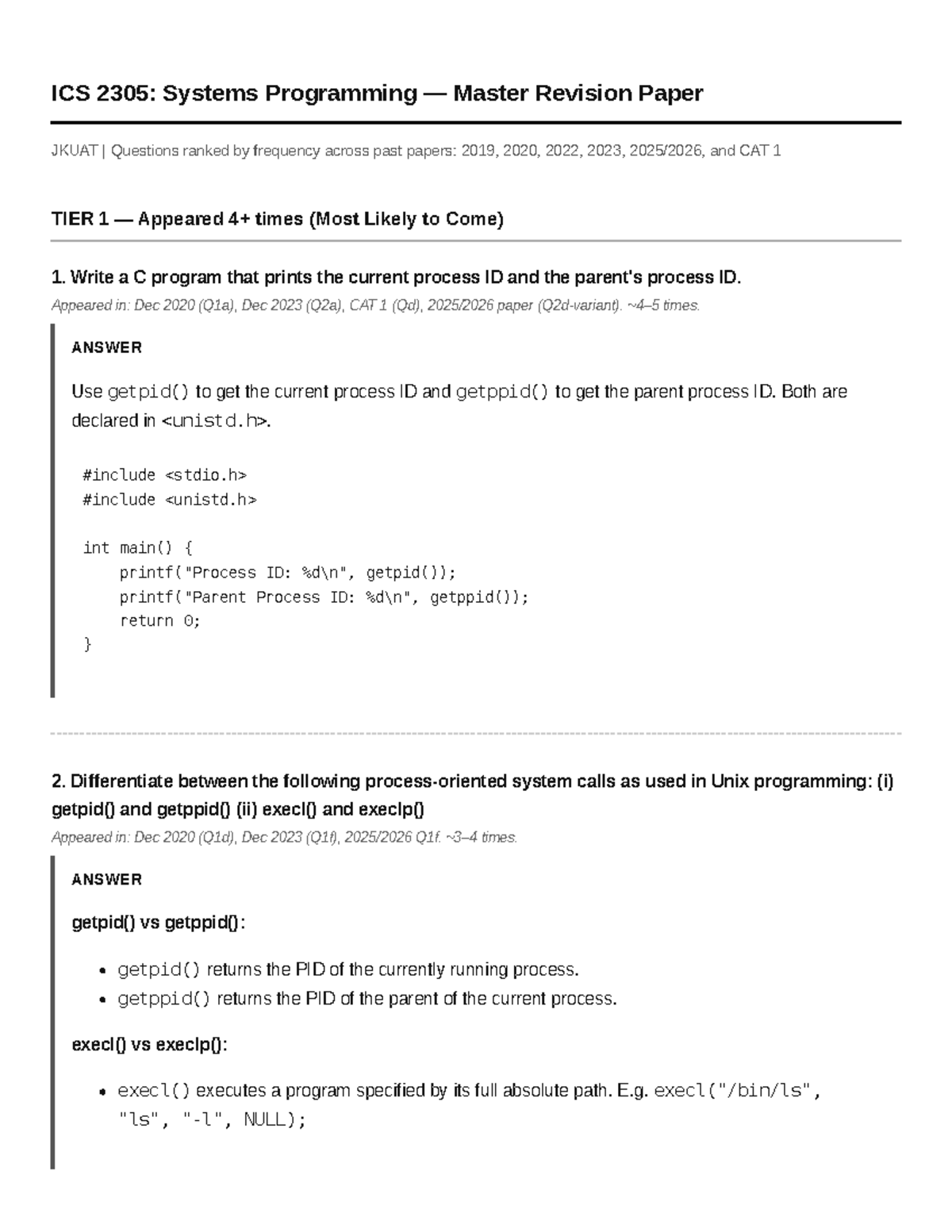 ICS 2305: Systems Programming Master Revision Paper - Common Exam ...