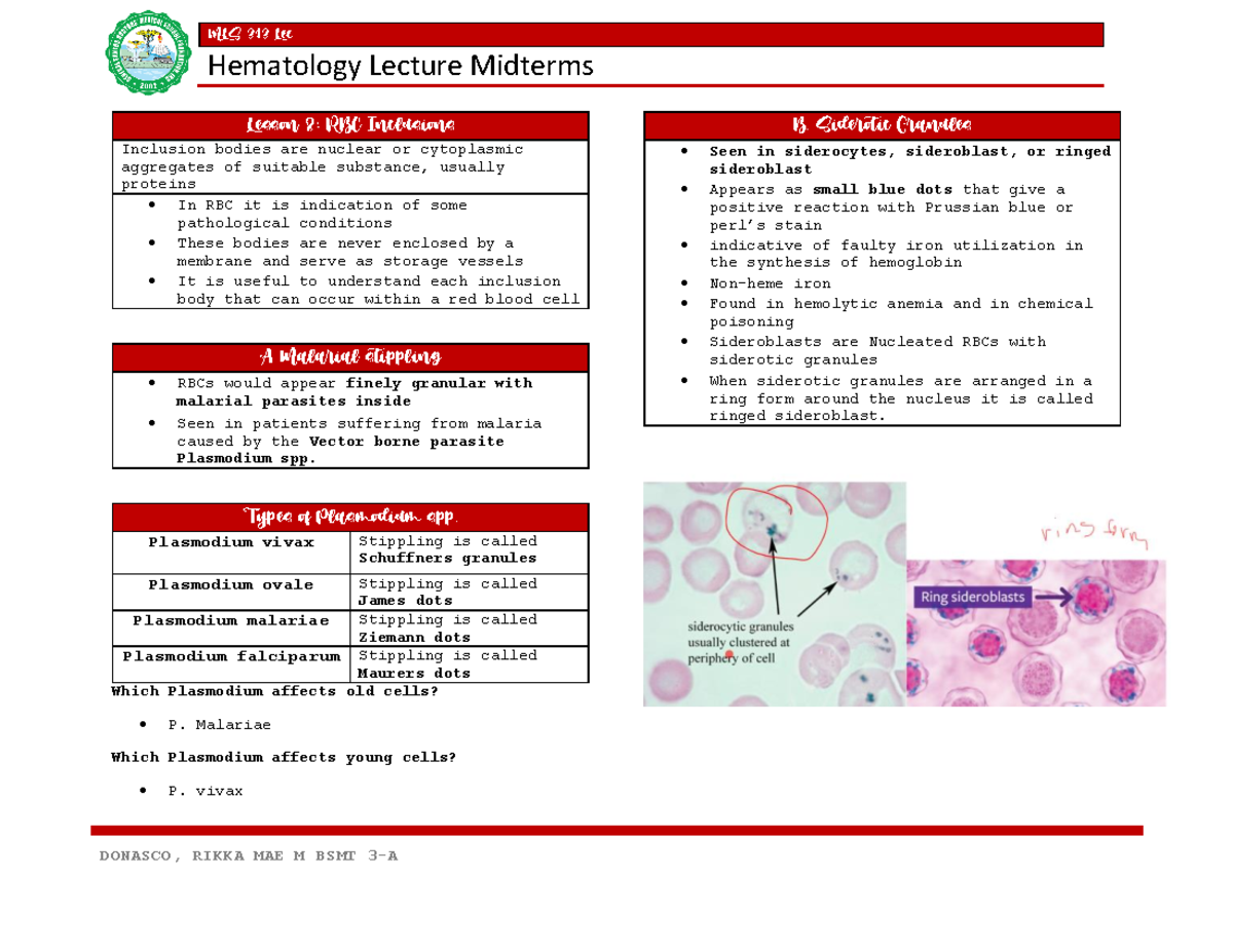 Lesson 8 RBC inclusion Reviewer - Lesson 8: RBC Inclusions Inclusion ...