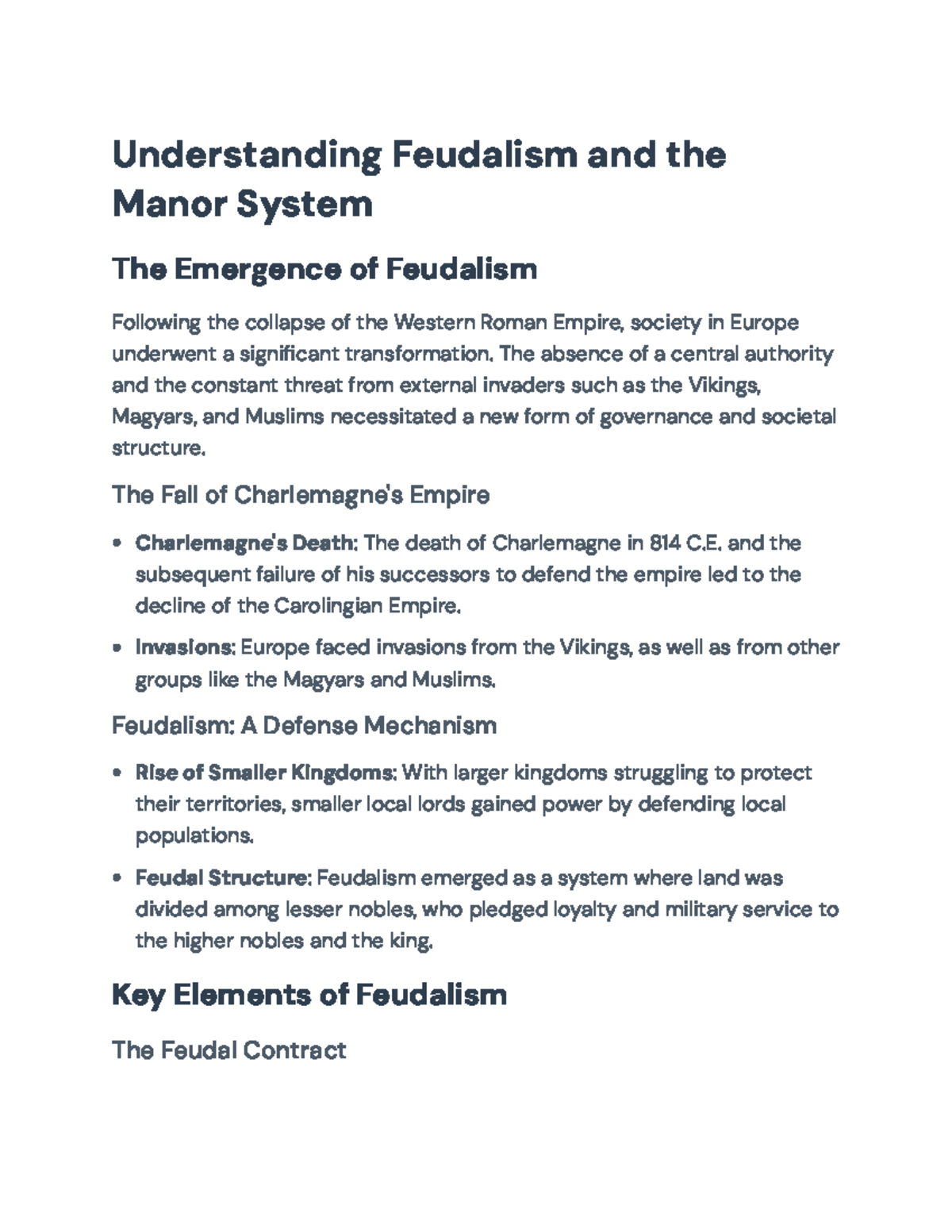 FEUD 101: Examining Feudalism & Manor System in Medieval Europe - Studocu