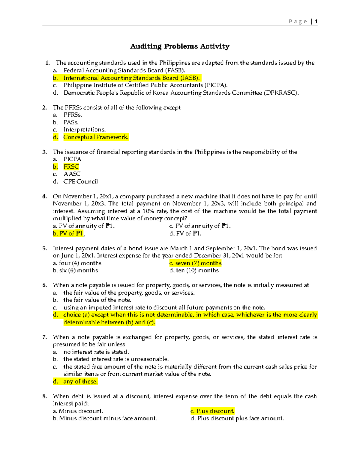 Exam 5 Review Questions: Auditing & Accounting Standards (Summer 2020 ...
