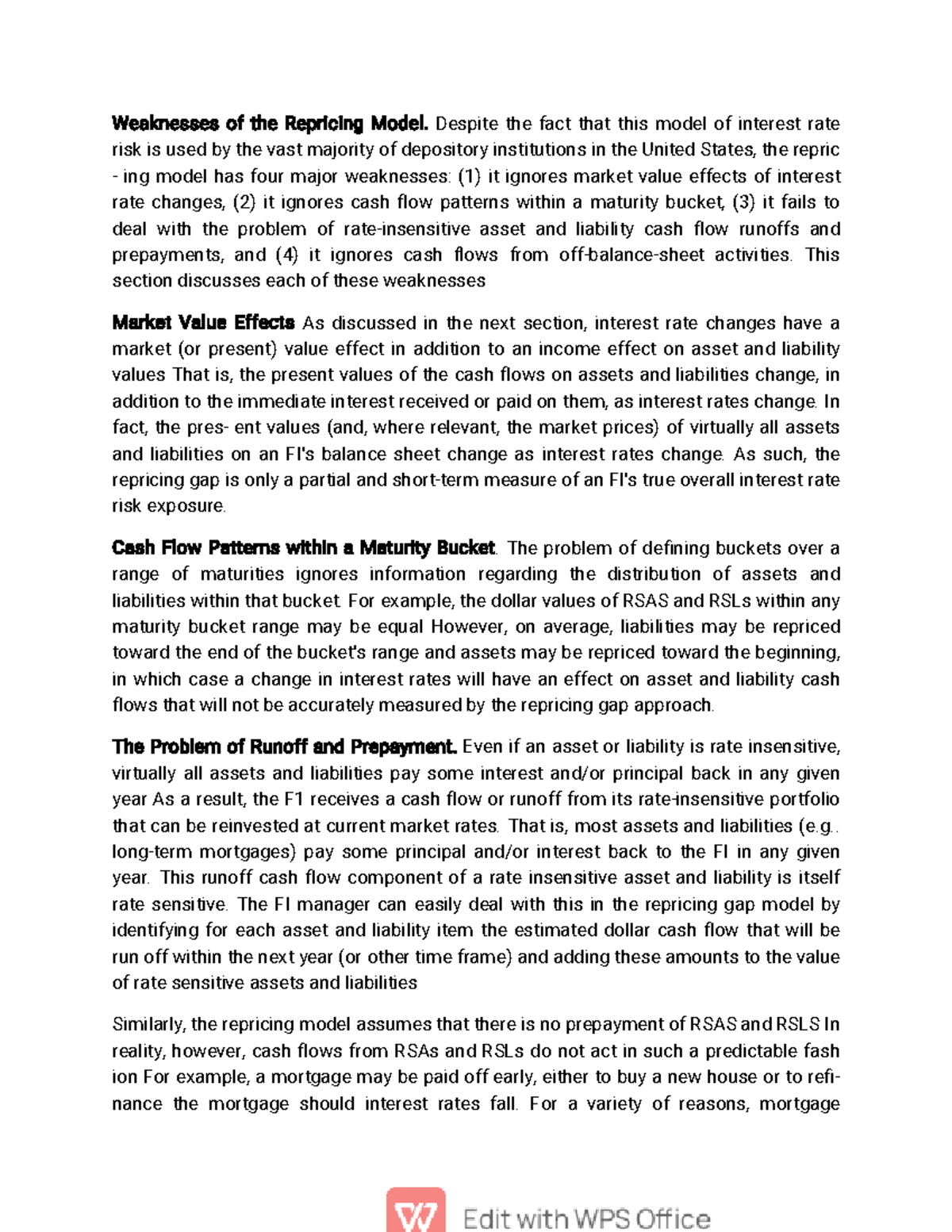 Weaknesses of the Repricing Model: Key Issues Explored - Studocu